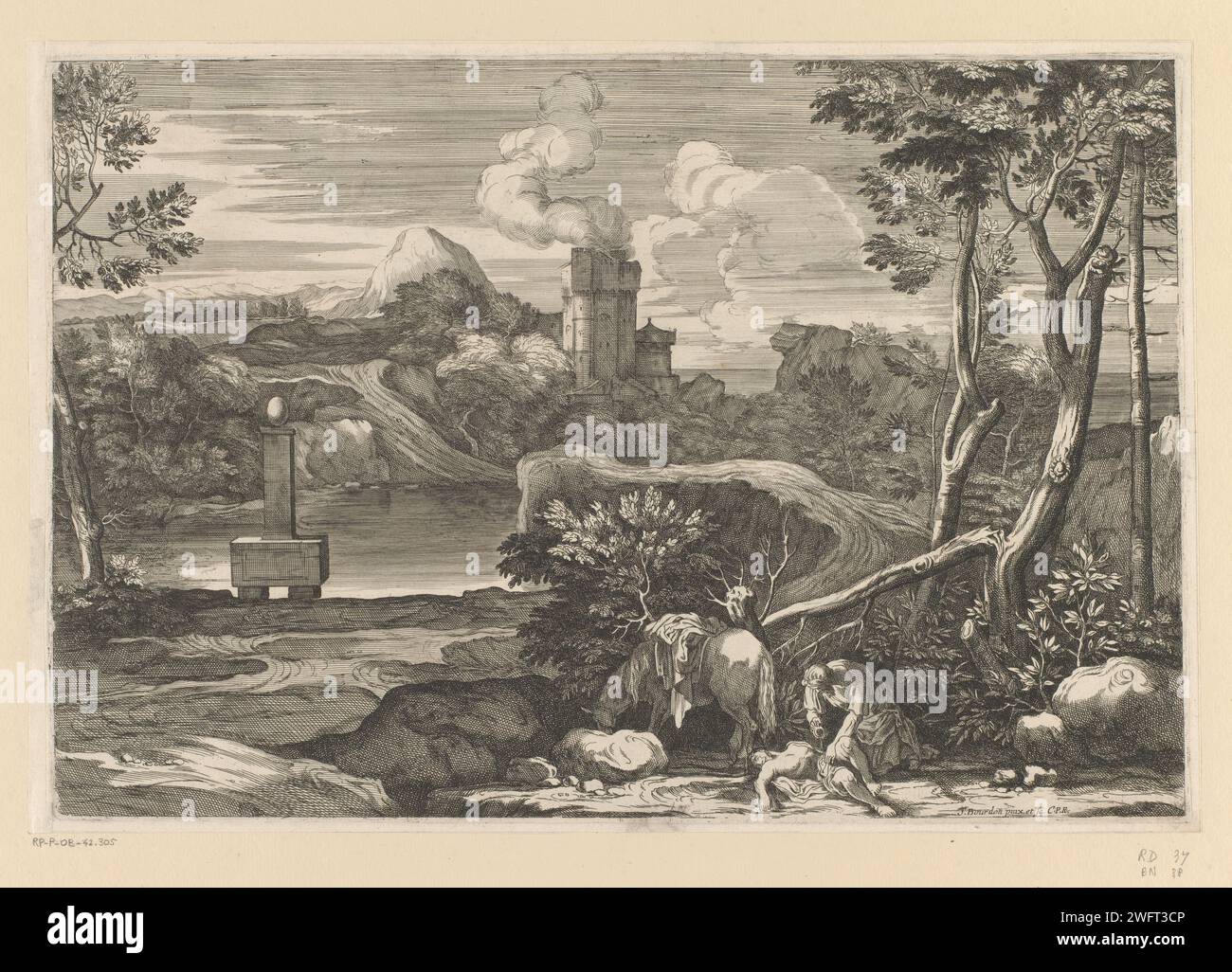 Landscape with Merciful Samaritan, Sébastien Bourdon, 1626 - 1671 print ...