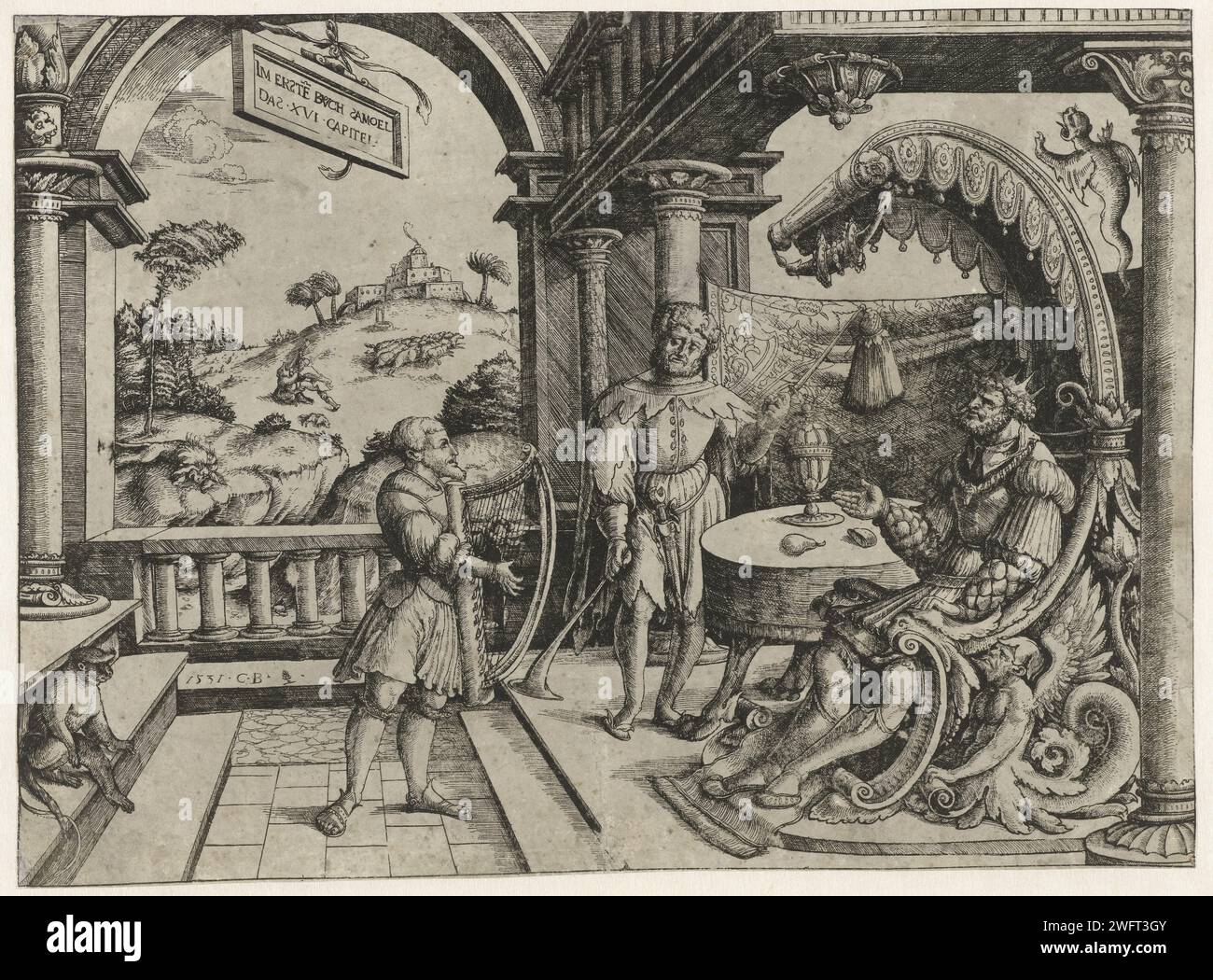 David plays Harp for Saul, monogrammist CB with Boom, 1531 print Saul ...