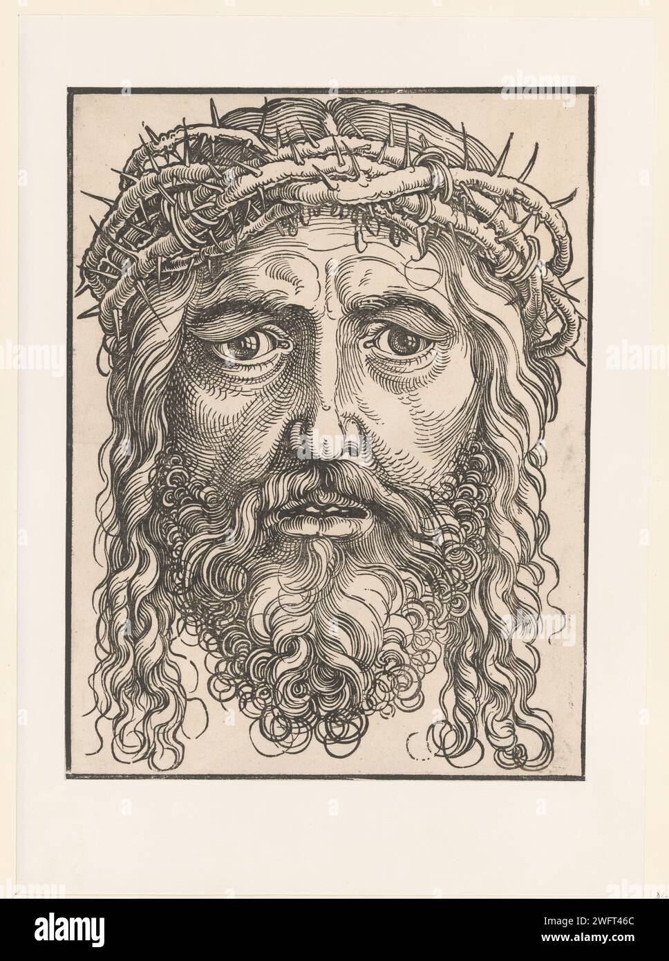 Face of Christ with thorns, Anonymous, After Hans Sebald Beham, 1510 - 1550 print paper head of ...