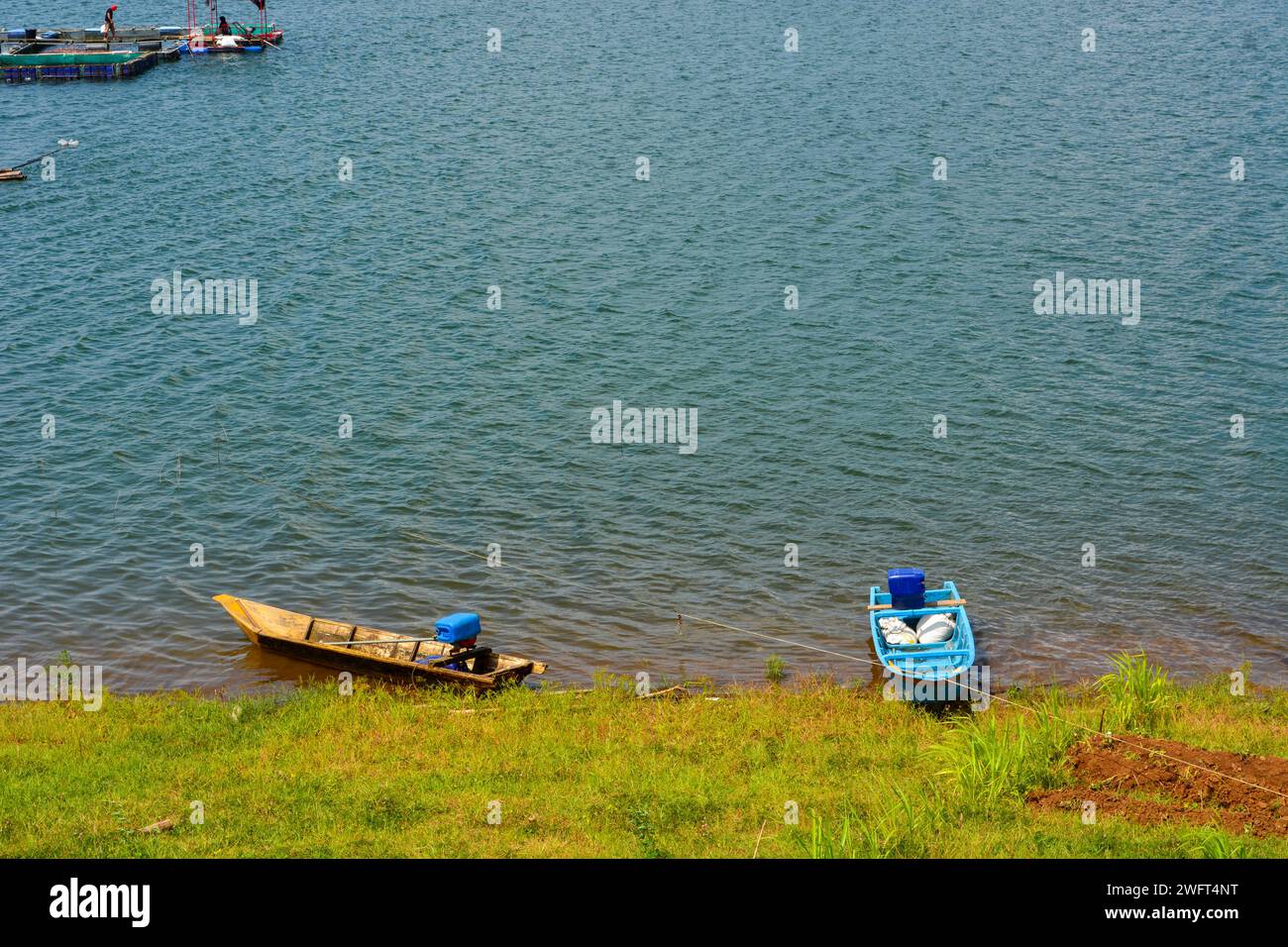 Photo of a reservoir with a freshwater fish farming pond Stock Photo ...