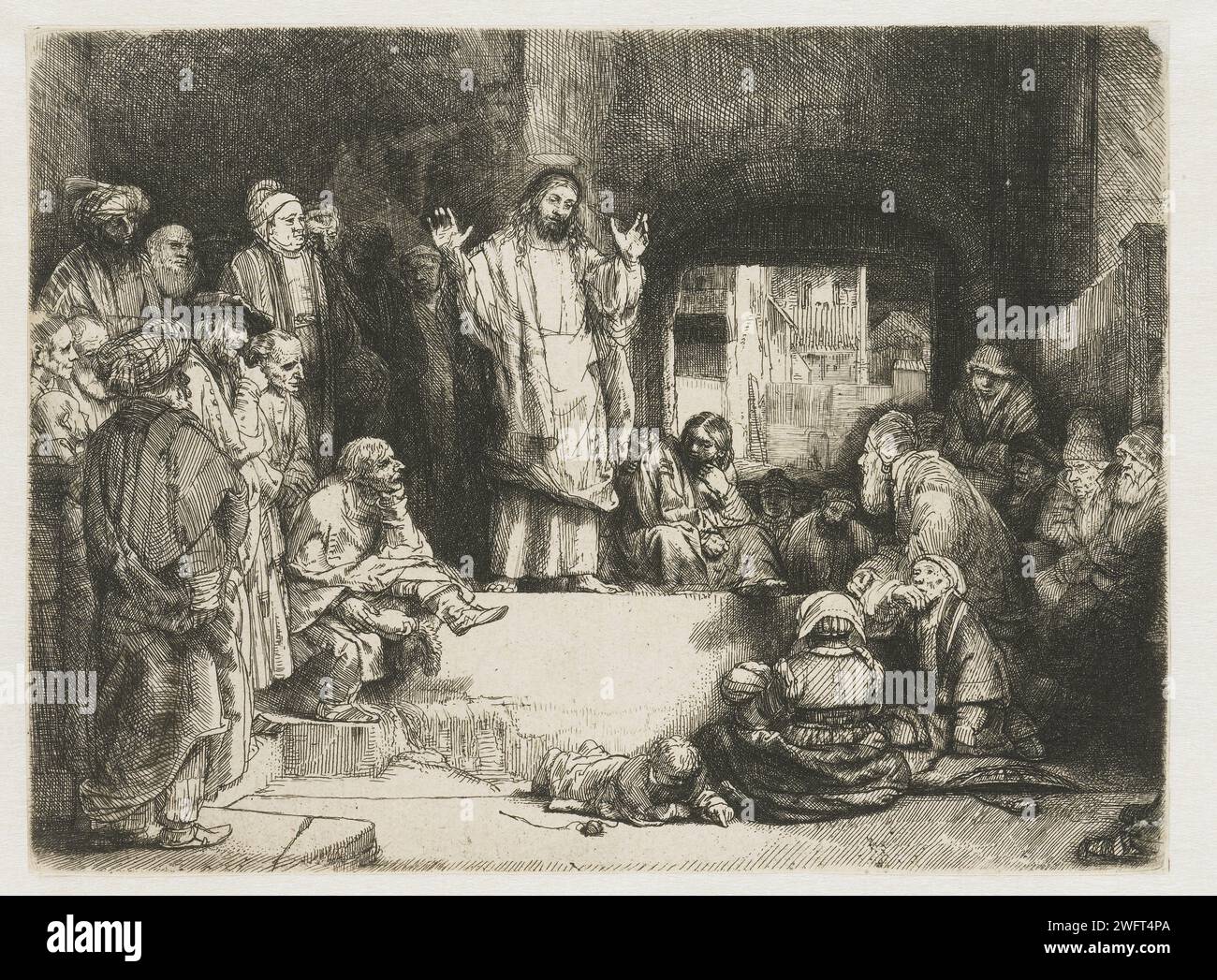 Christ Preaching ('La Petite Tomb'), Rembrandt van Rijn, c. 1657 print ...