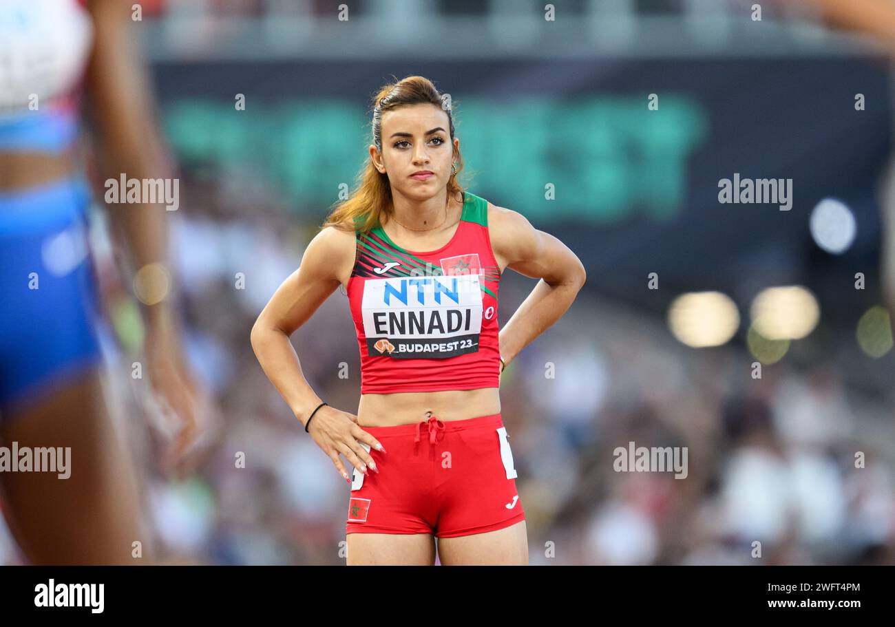 Noura ENNADI participating in the 400 meters hurdles at the World ...
