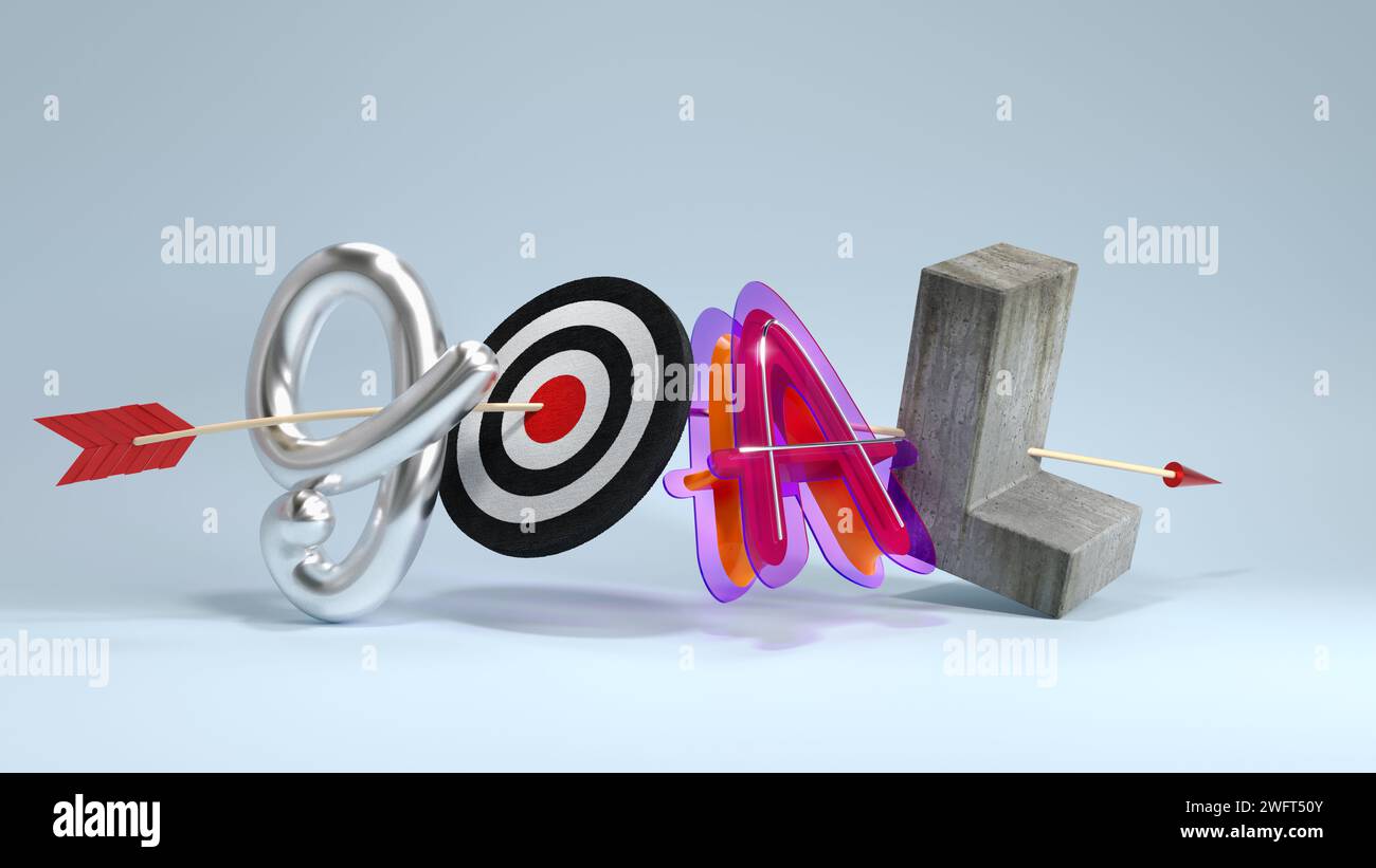 Motivational poster about goal setting. Abstract 3D composition, arrow ...