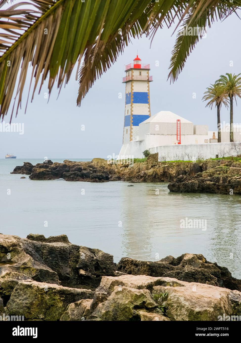 The view of Santa Marta Lighthouse. Cascais, Lisbon District, Portugal ...