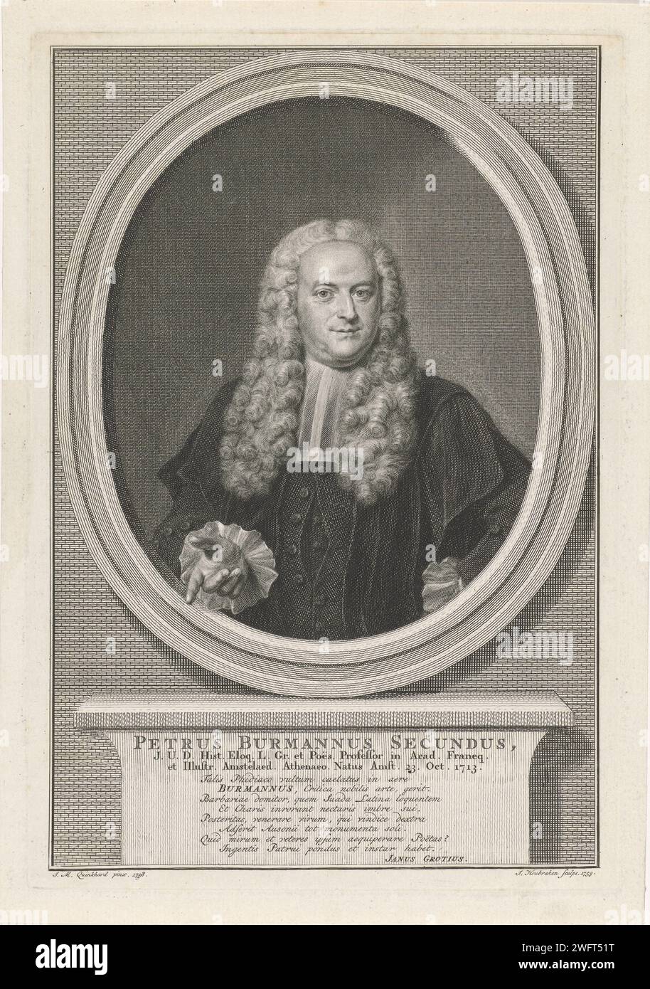 Portrait of Pieter Burman, Jacob Houbraken, after Jan Maurits Quinkhard ...