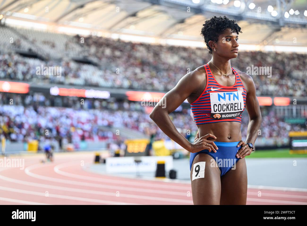 Anna COCKRELL participating in the 400 meters hurdles at the World ...