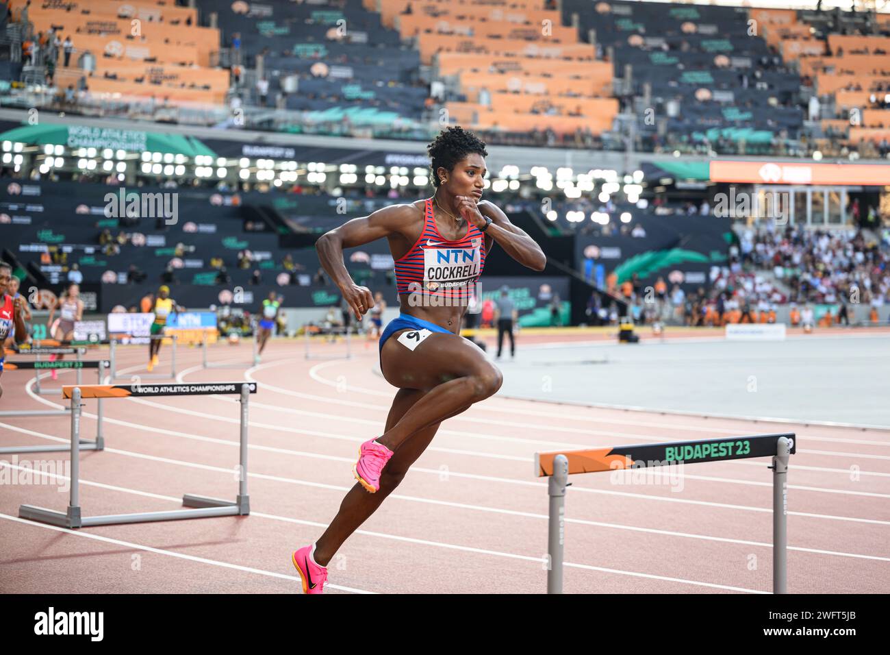 Anna COCKRELL participating in the 400 meters hurdles at the World ...