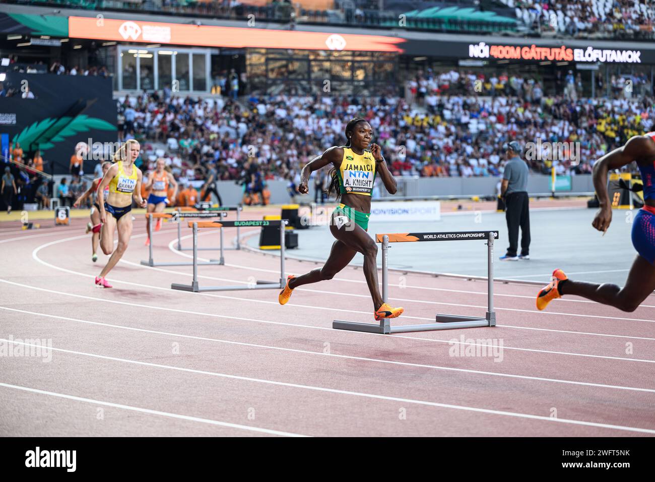 Andrenette KNIGHT participating in the 400 meters hurdles at the World ...