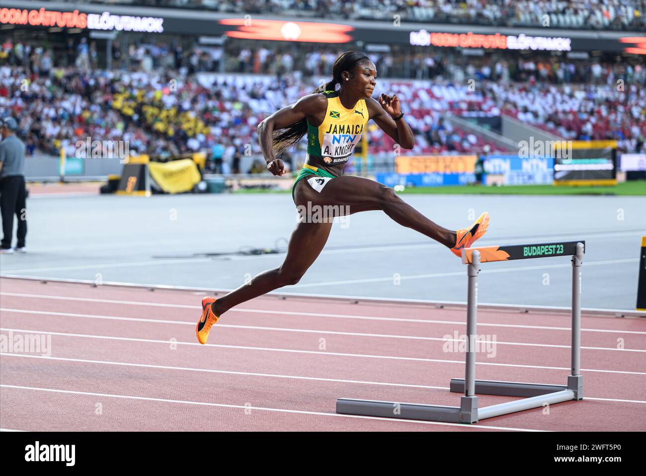 Andrenette KNIGHT participating in the 400 meters hurdles at the World ...