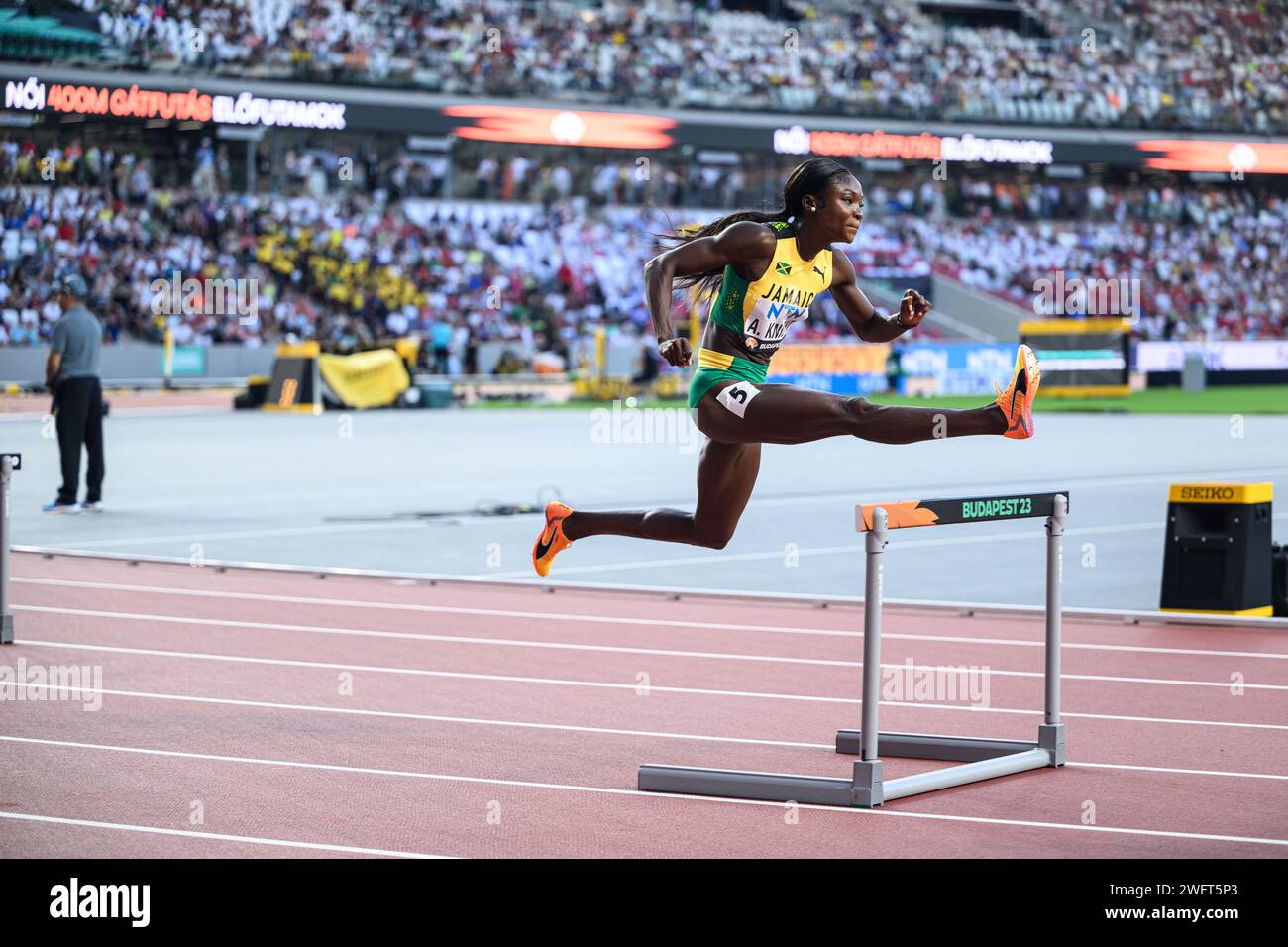 Andrenette KNIGHT participating in the 400 meters hurdles at the World ...