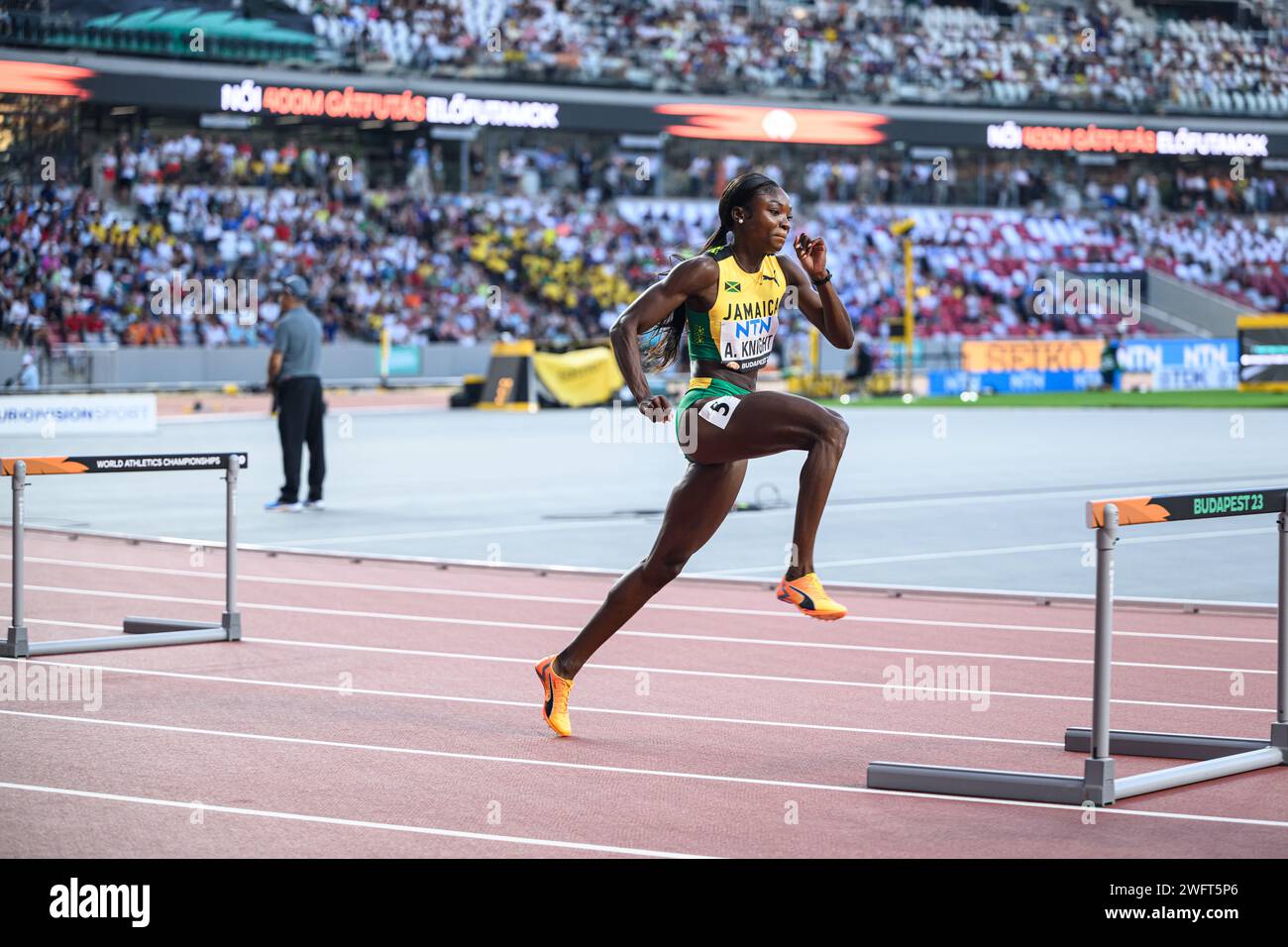 Andrenette KNIGHT participating in the 400 meters hurdles at the World ...