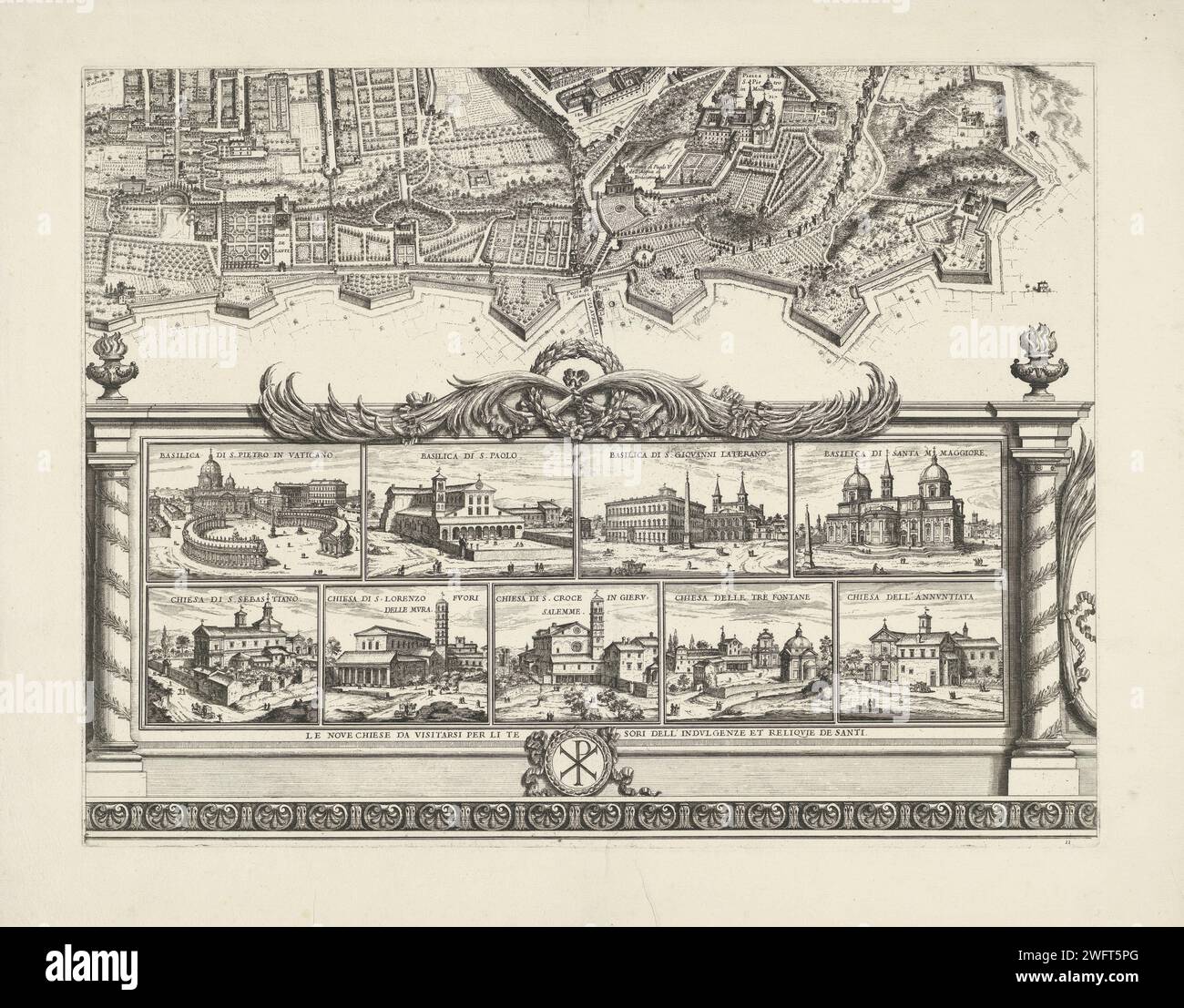 Map of the city of Rome, Giovanni Battista Falda, 1676 print Part of a ...