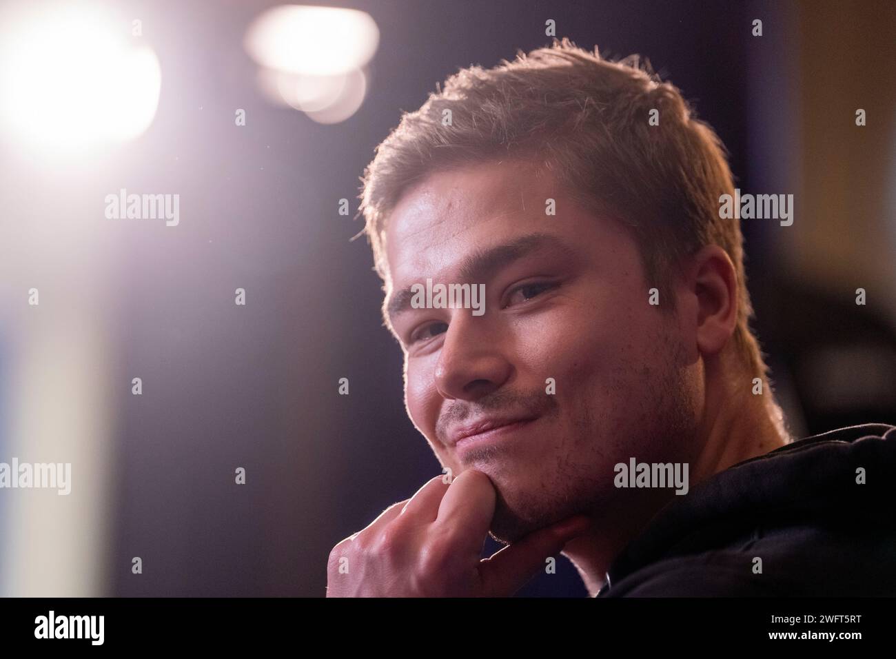 Oslo 20240201.Actor Jonas Hoff Oftebro during the press conference and ...
