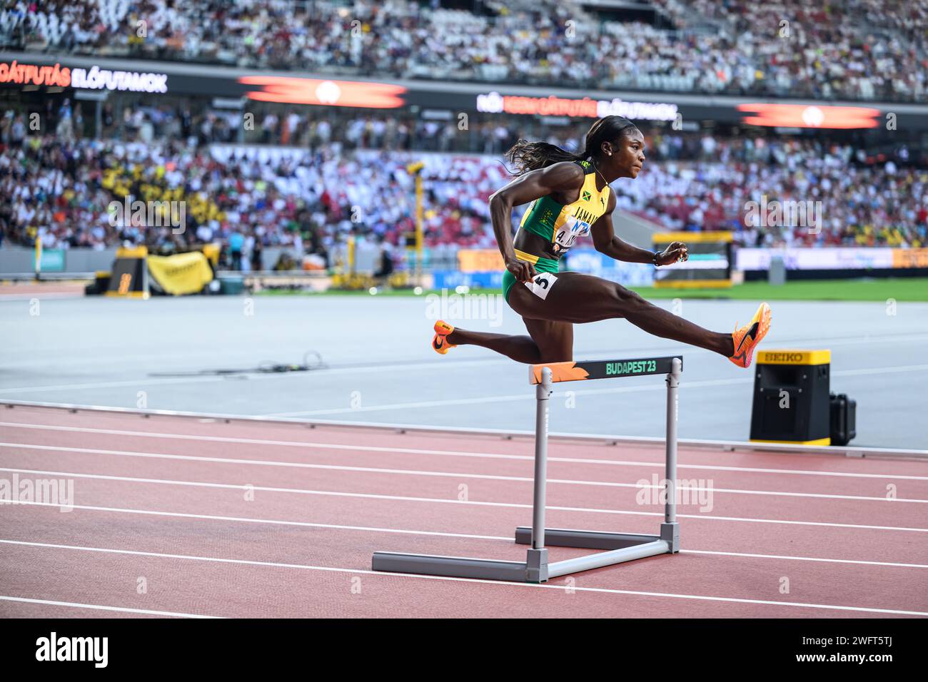 Andrenette KNIGHT participating in the 400 meters hurdles at the World ...
