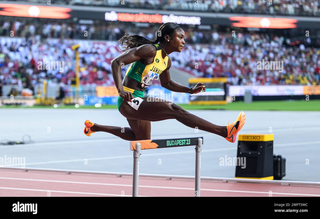 Andrenette KNIGHT participating in the 400 meters hurdles at the World ...