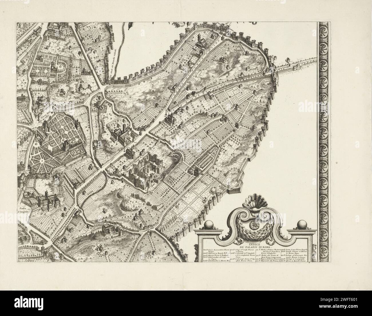 Map of the city of Rome, Giovanni Battista Falda, 1676 print Part of a ...