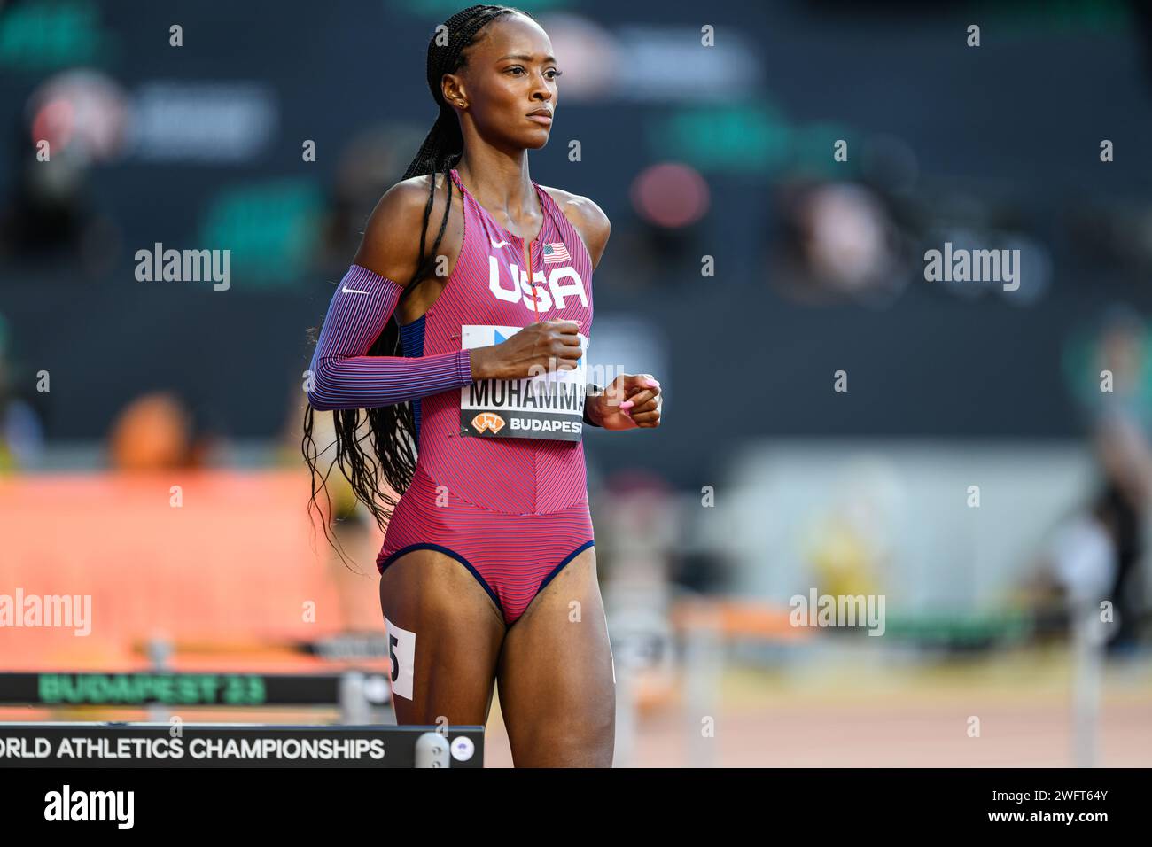 Dalilah MUHAMMAD participating in the 400 meters hurdles at the World ...