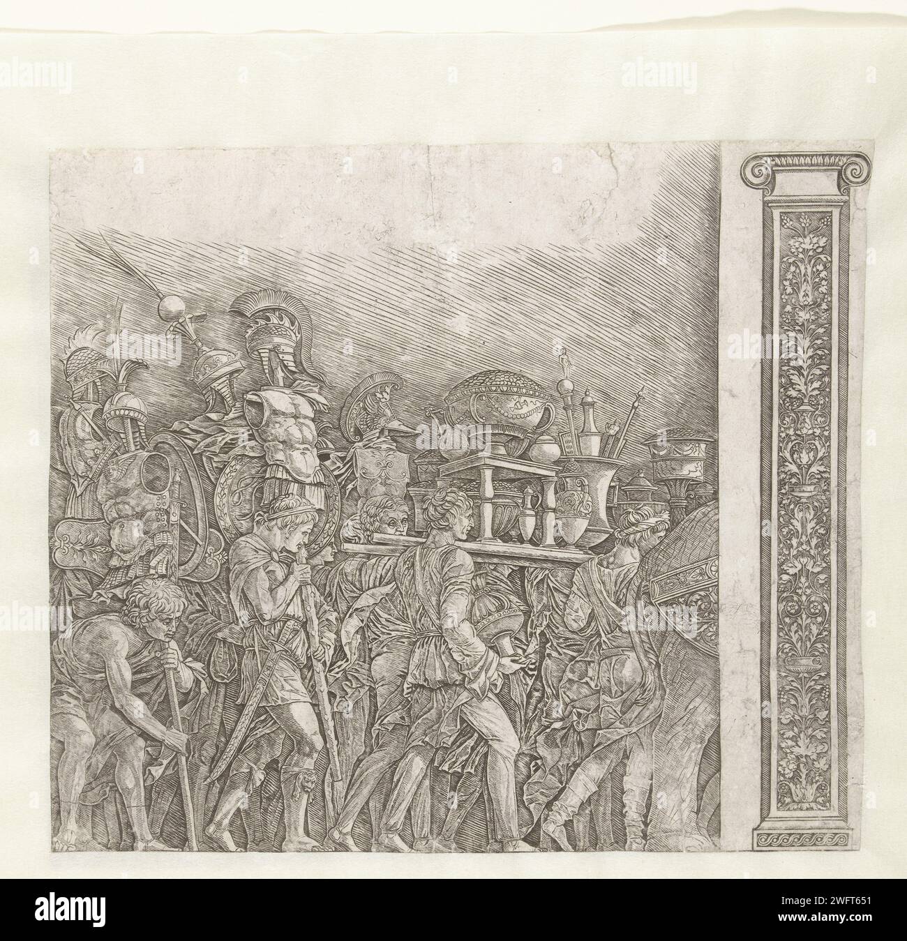 Soldiers with war trophies in the triumphal tour of Caesar and Pilaster ...