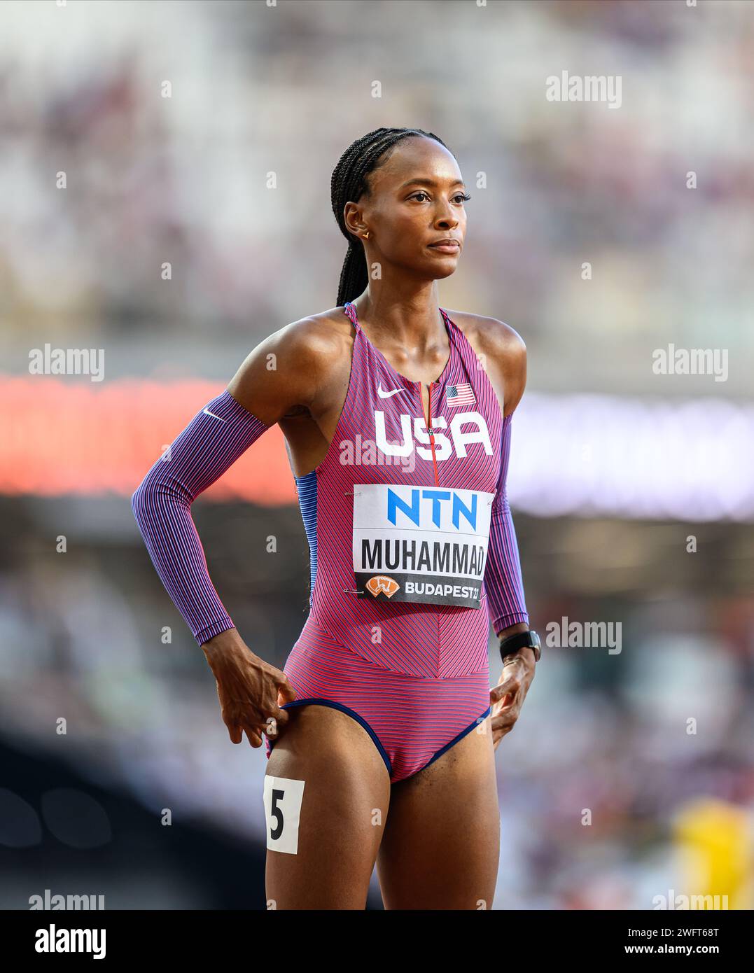 Dalilah MUHAMMAD participating in the 400 meters hurdles at the World ...