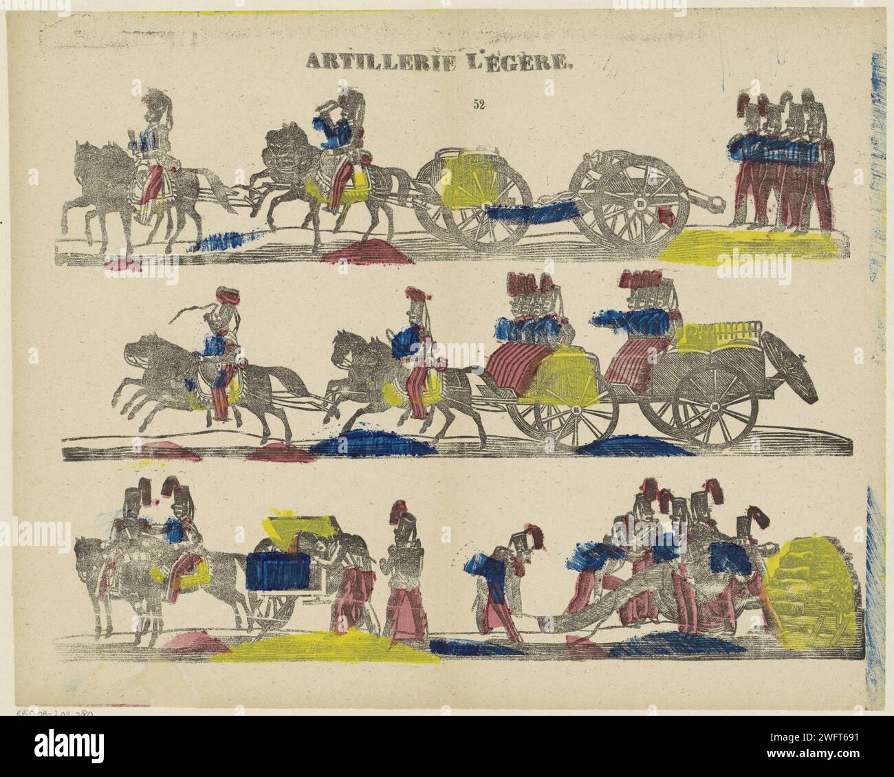 Light artillery, 1827 - 1894 print Leaf with 3 horizontal rows with ...