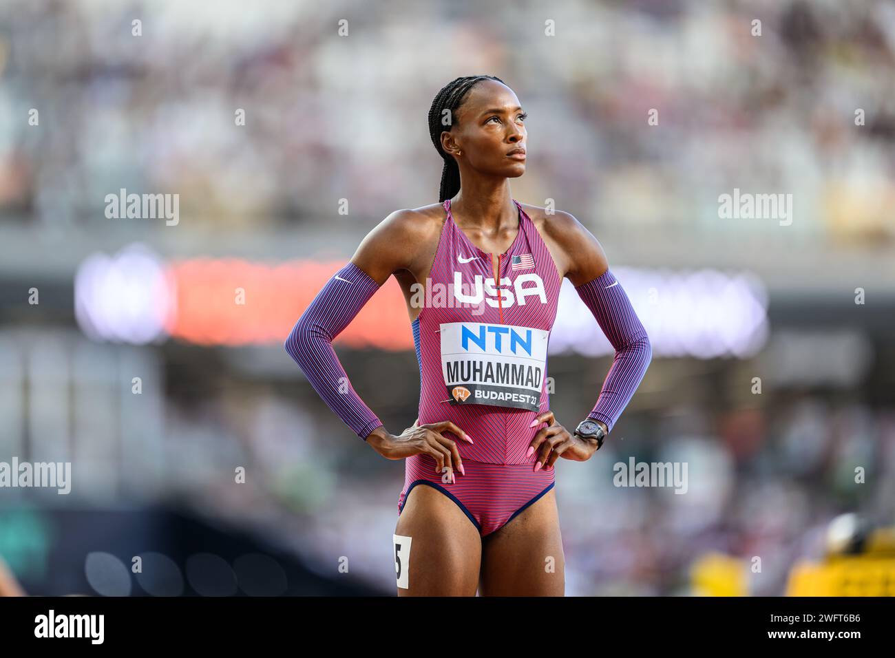 Dalilah MUHAMMAD participating in the 400 meters hurdles at the World ...