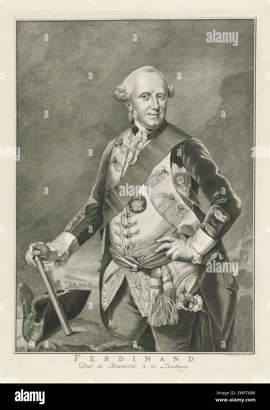 Portrait of Ferdinand Hertog from Brunswijk-Lüneburg, Jacob Houbraken ...