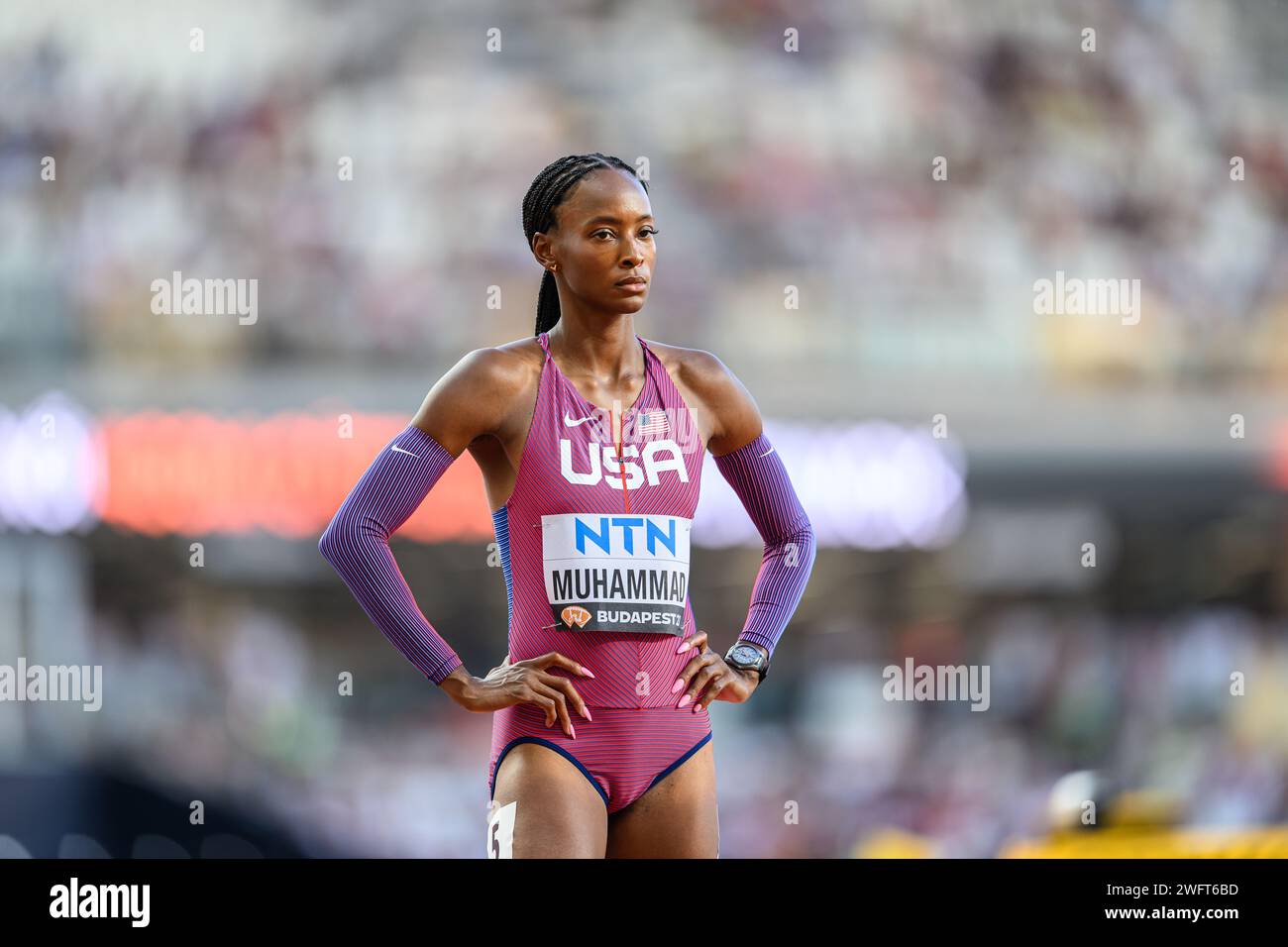 Dalilah MUHAMMAD participating in the 400 meters hurdles at the World ...