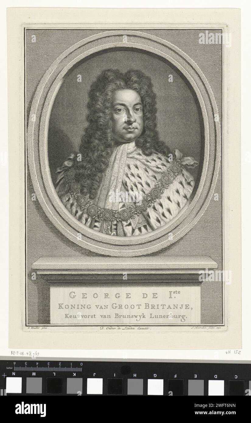 Portrait of George I, King of England, Jacob Houbraken, After Gottfried ...