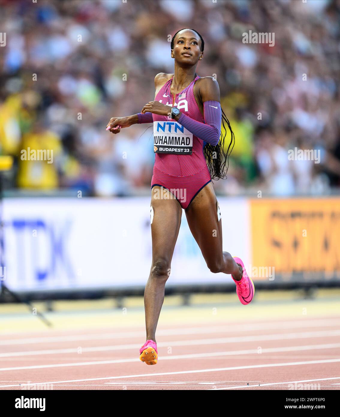 Dalilah MUHAMMAD participating in the 400 meters hurdles at the World ...