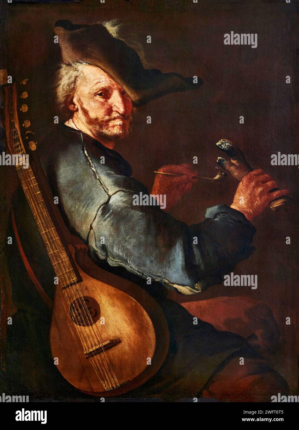 Vecchio che si accende la pipa - olio su tela - Giacomo Francesco ...