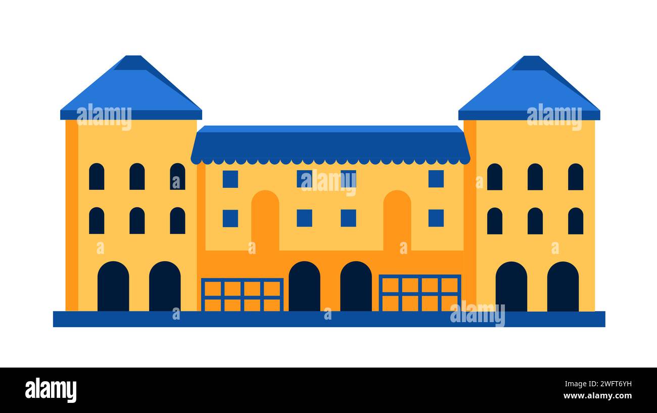 Historic fortress - modern flat design style single isolated image ...
