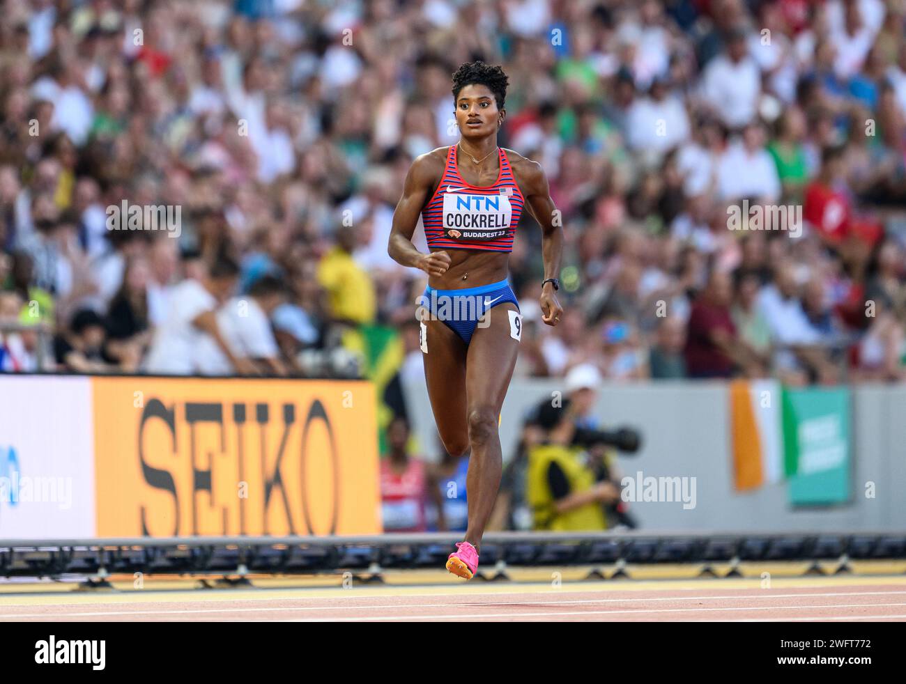 Anna COCKRELL participating in the 400 meters hurdles at the World ...