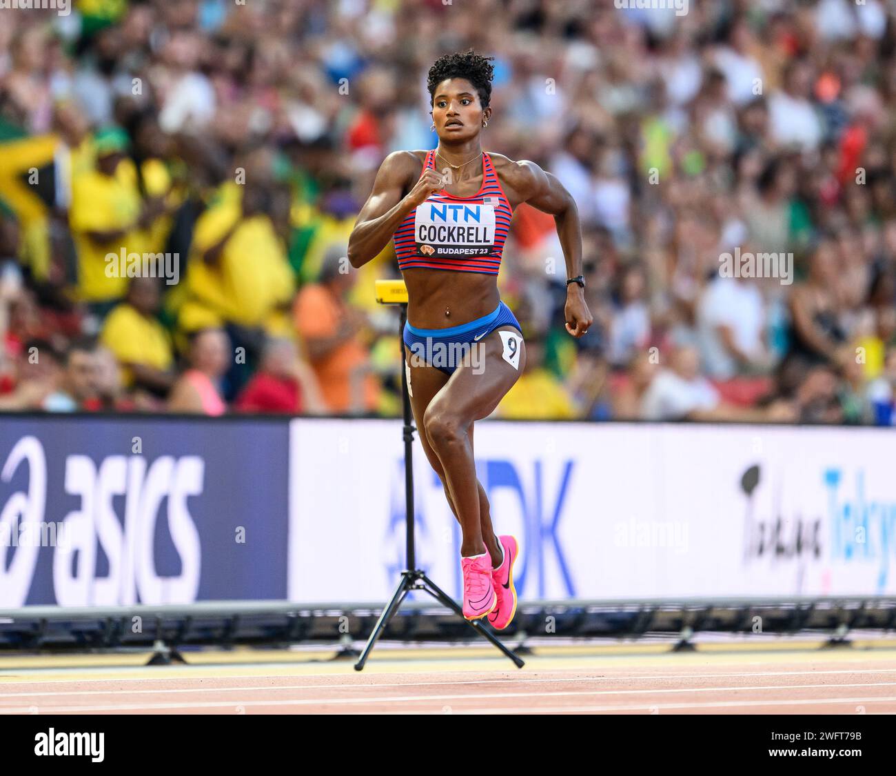 Anna COCKRELL participating in the 400 meters hurdles at the World ...