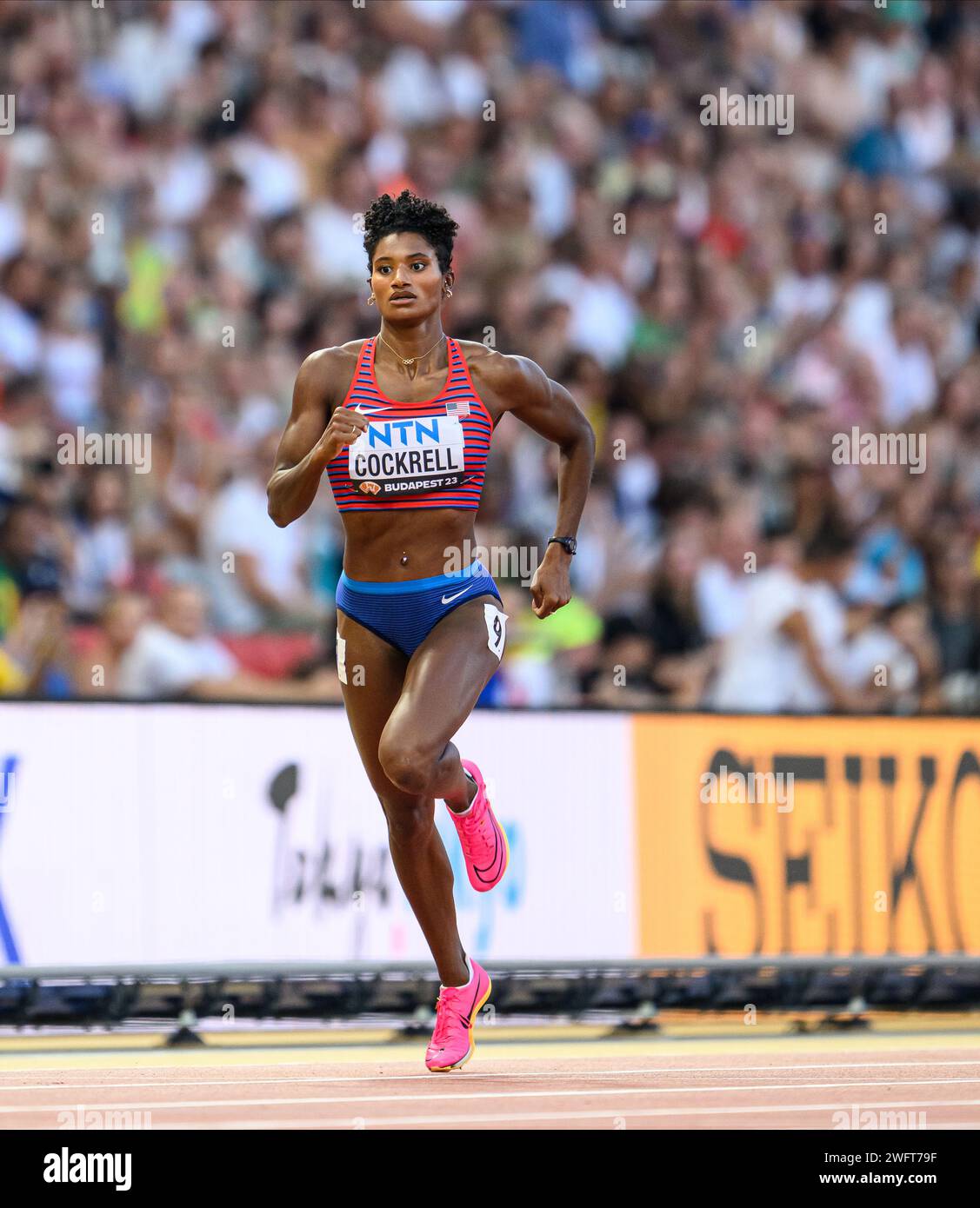 Anna COCKRELL participating in the 400 meters hurdles at the World ...