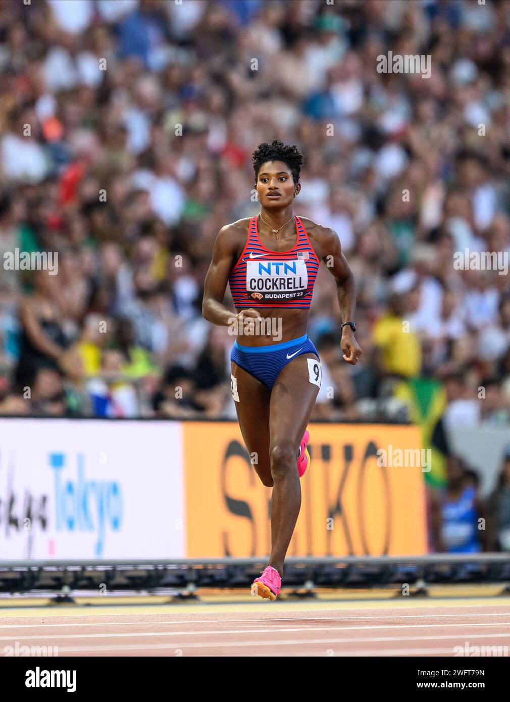 Anna COCKRELL participating in the 400 meters hurdles at the World ...