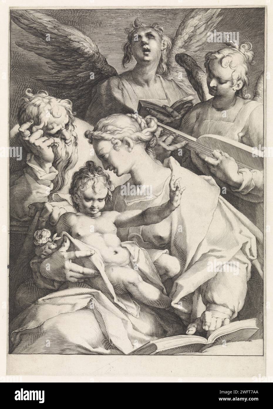 Holy family with angels, Jan Harmensz. Muller, After Bartholomeus ...