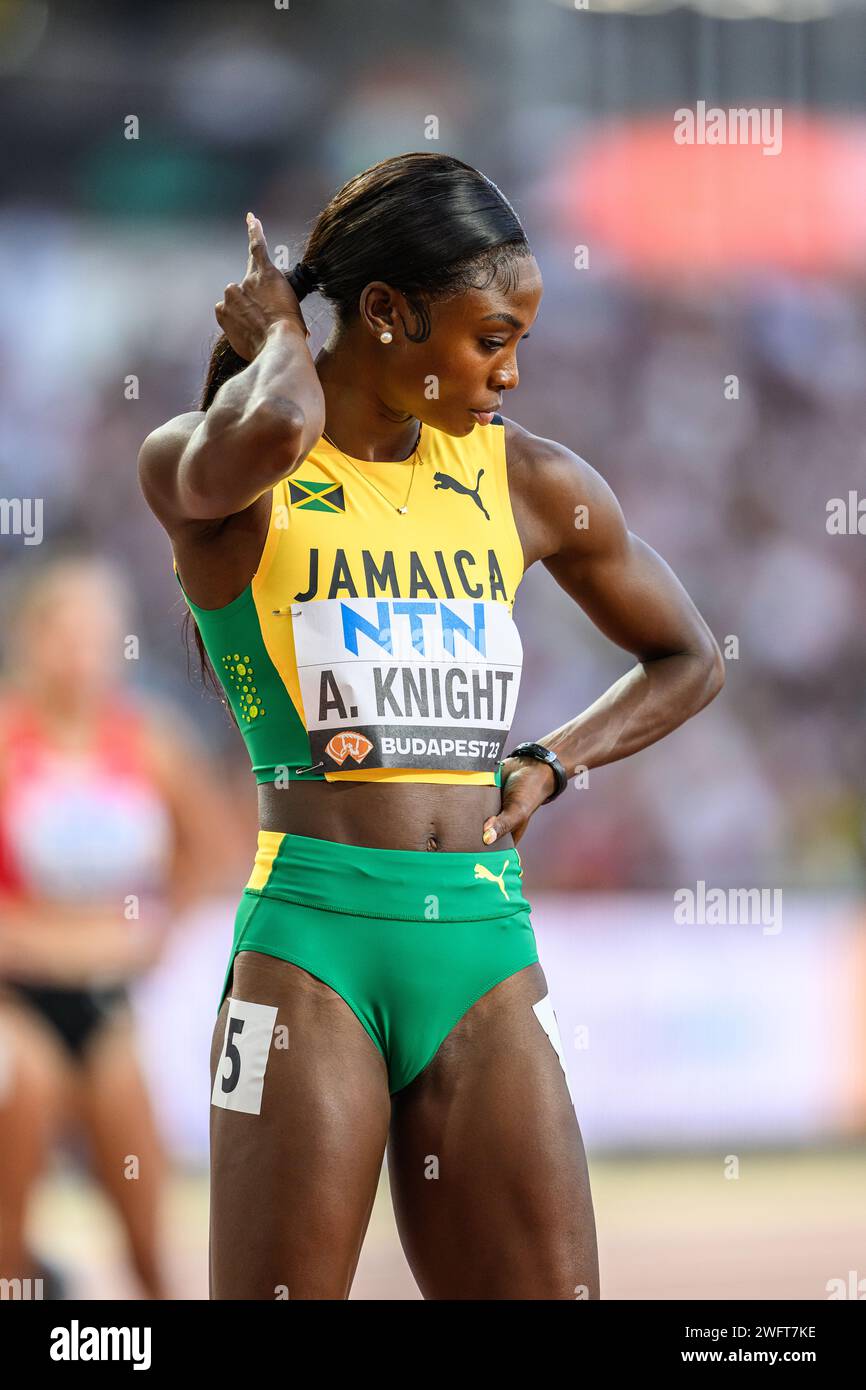 Andrenette KNIGHT participating in the 400 meters hurdles at the World ...