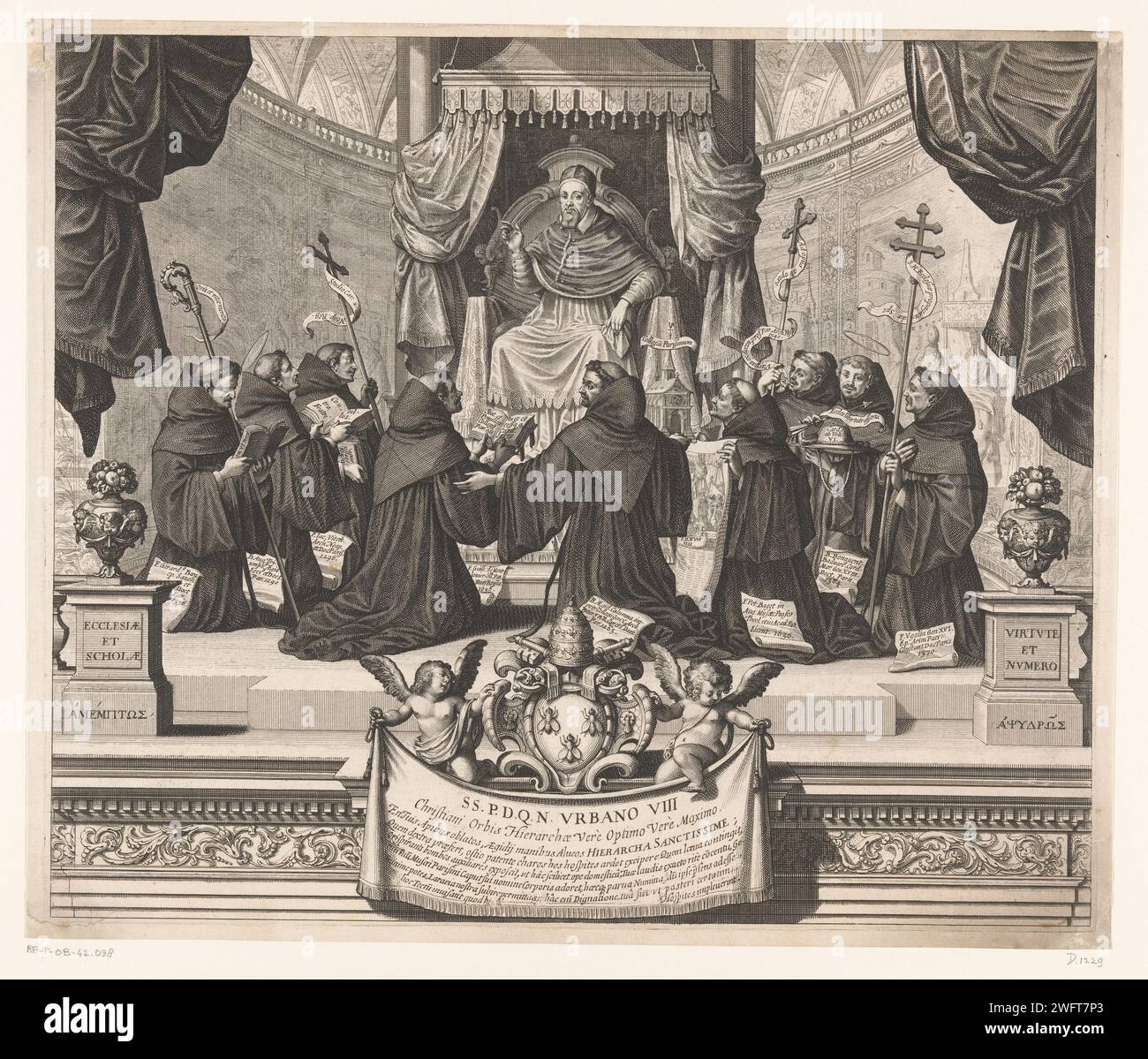 Pope Urbanus VIII blessing kneeling clergy for him, Abraham Bosse, 1636 ...