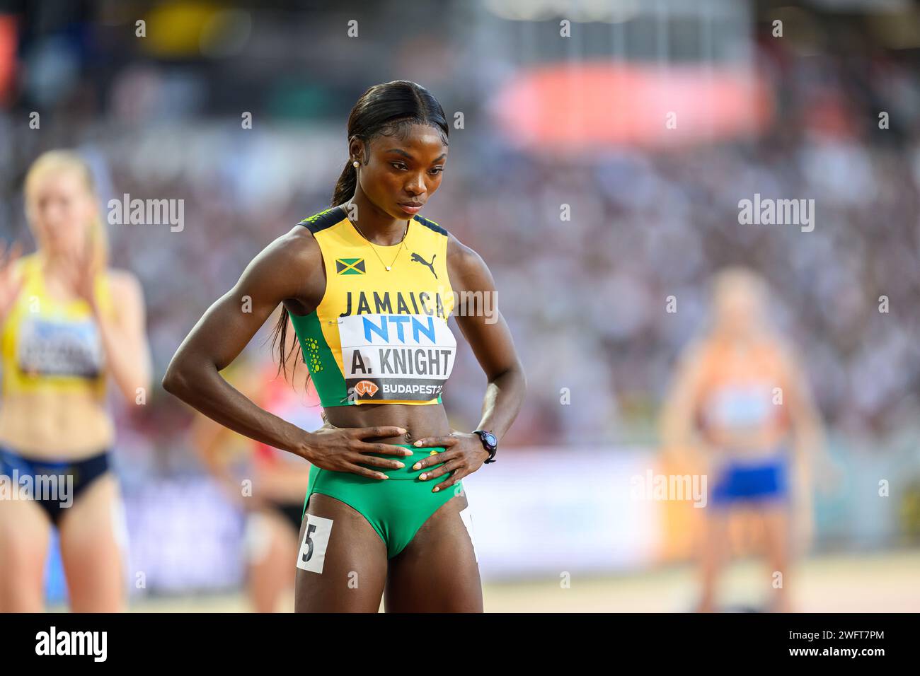 Andrenette KNIGHT participating in the 400 meters hurdles at the World ...