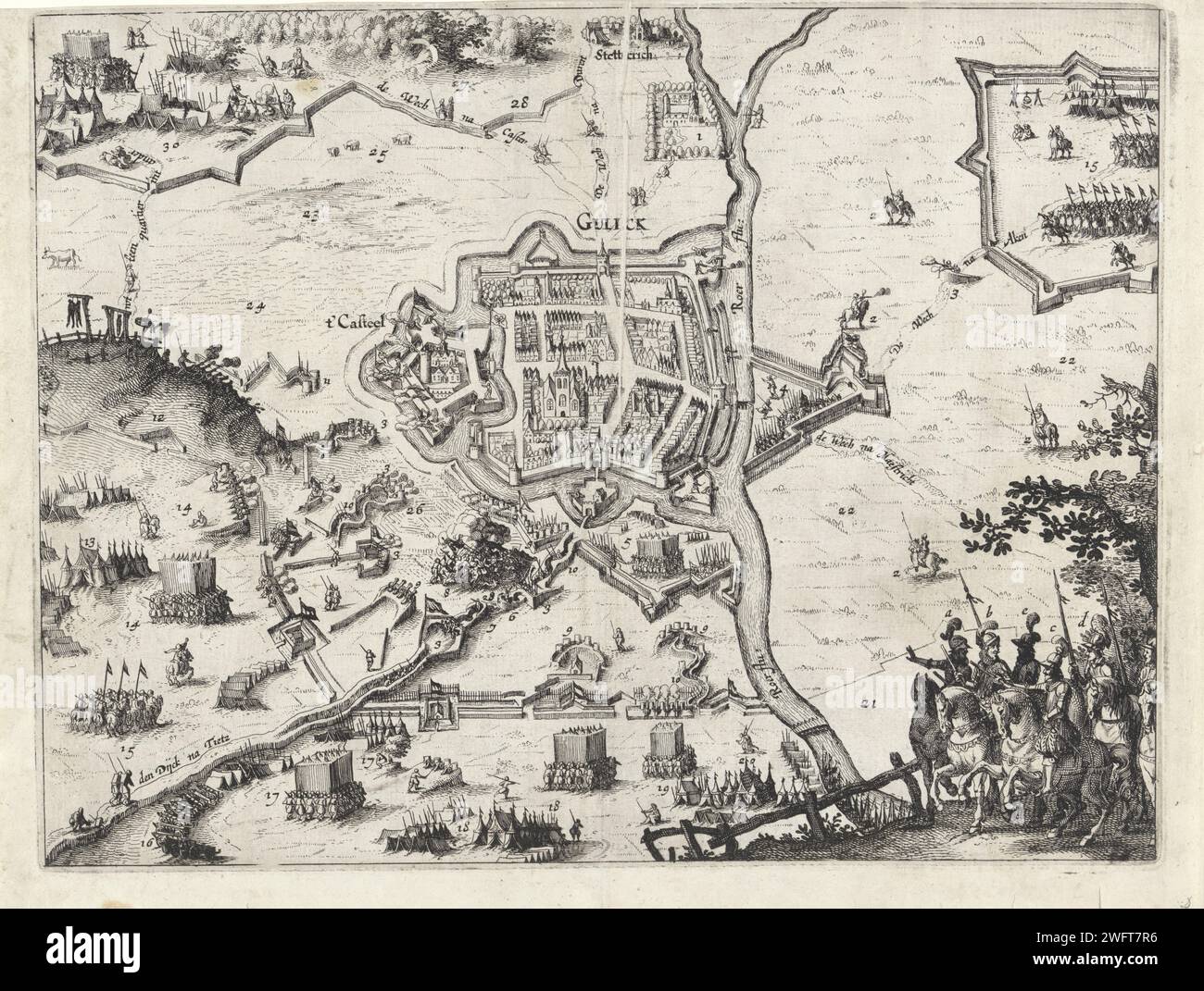 Siege of Gulik, 1610, Anonymous, 1610 print Siege of Gulik in 1610. Map ...