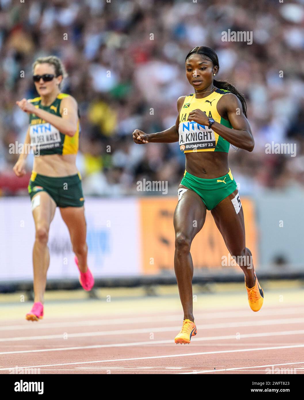 Andrenette KNIGHT participating in the 400 meters hurdles at the World ...