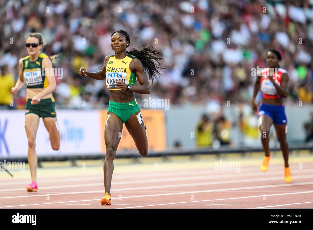 Andrenette KNIGHT participating in the 400 meters hurdles at the World ...