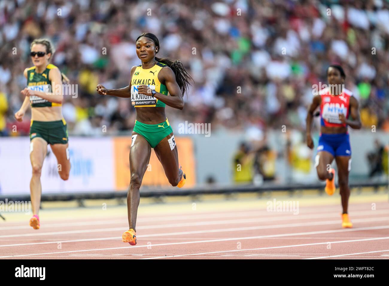 Andrenette KNIGHT participating in the 400 meters hurdles at the World ...