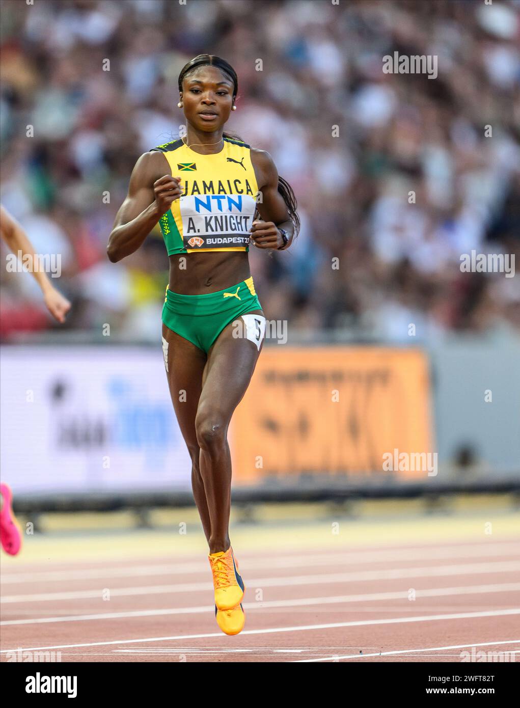 Andrenette KNIGHT participating in the 400 meters hurdles at the World ...