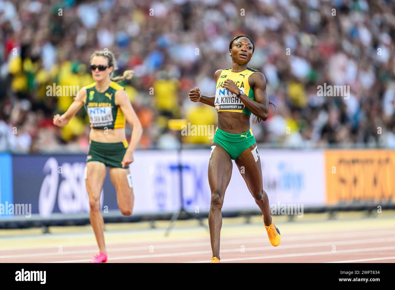 Andrenette KNIGHT participating in the 400 meters hurdles at the World ...