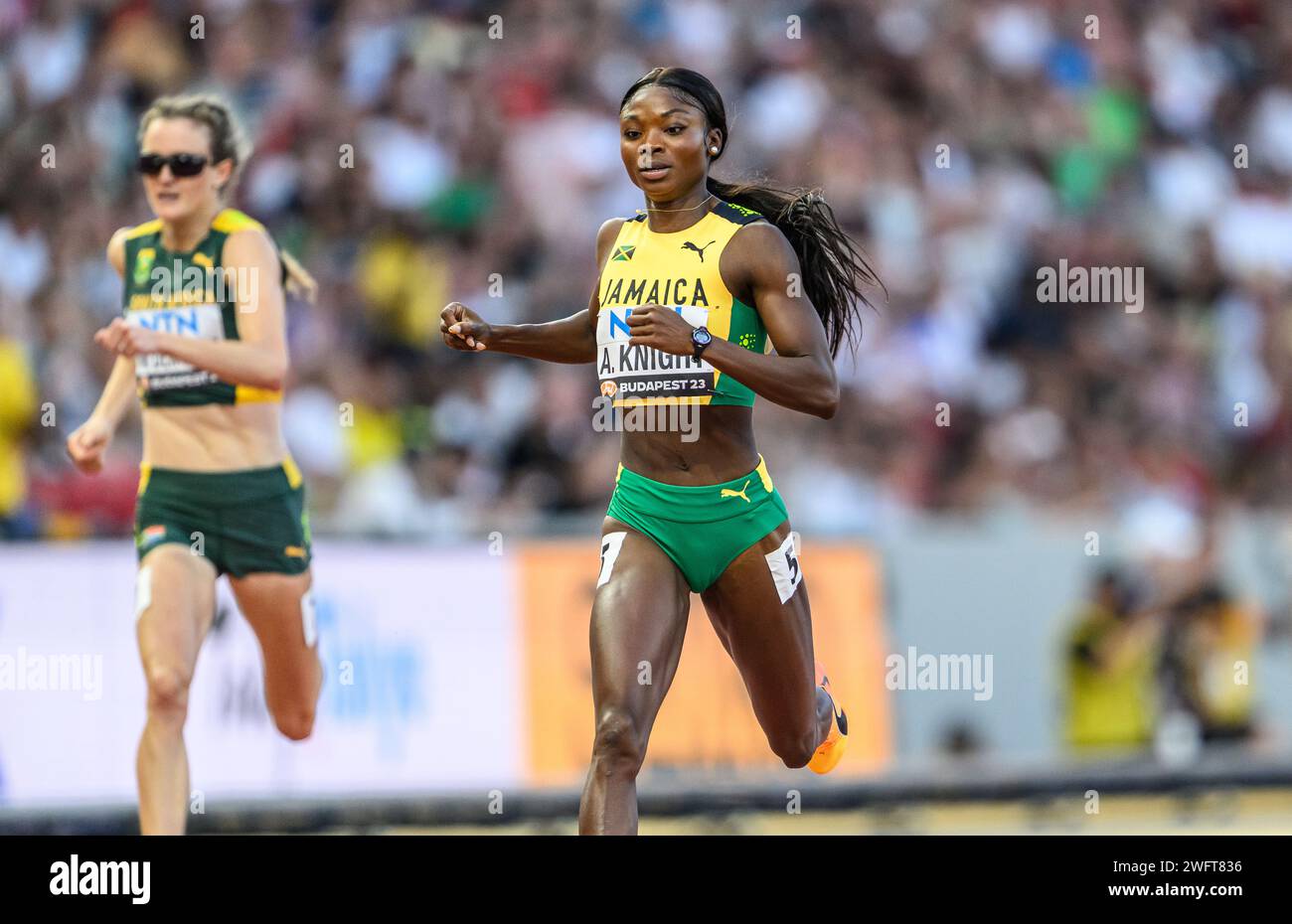 Andrenette KNIGHT participating in the 400 meters hurdles at the World ...