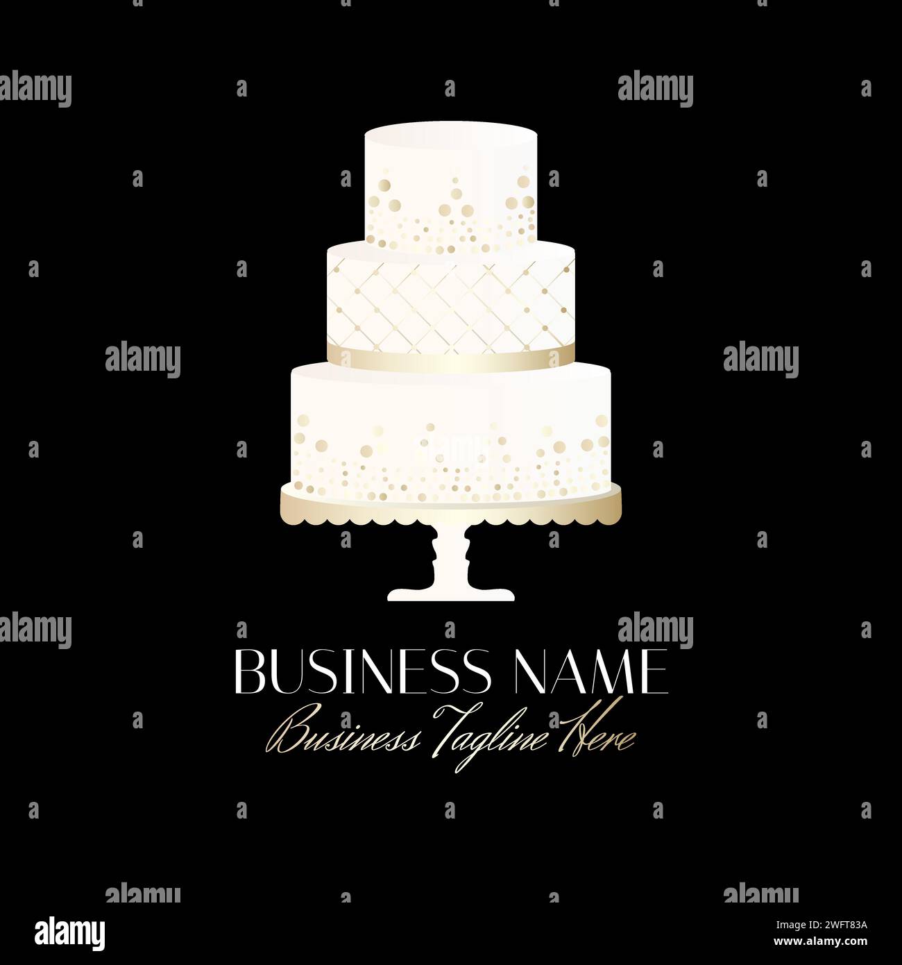 Elegant White Gold Cake Bakery Logo on Black Background Stock Vector ...