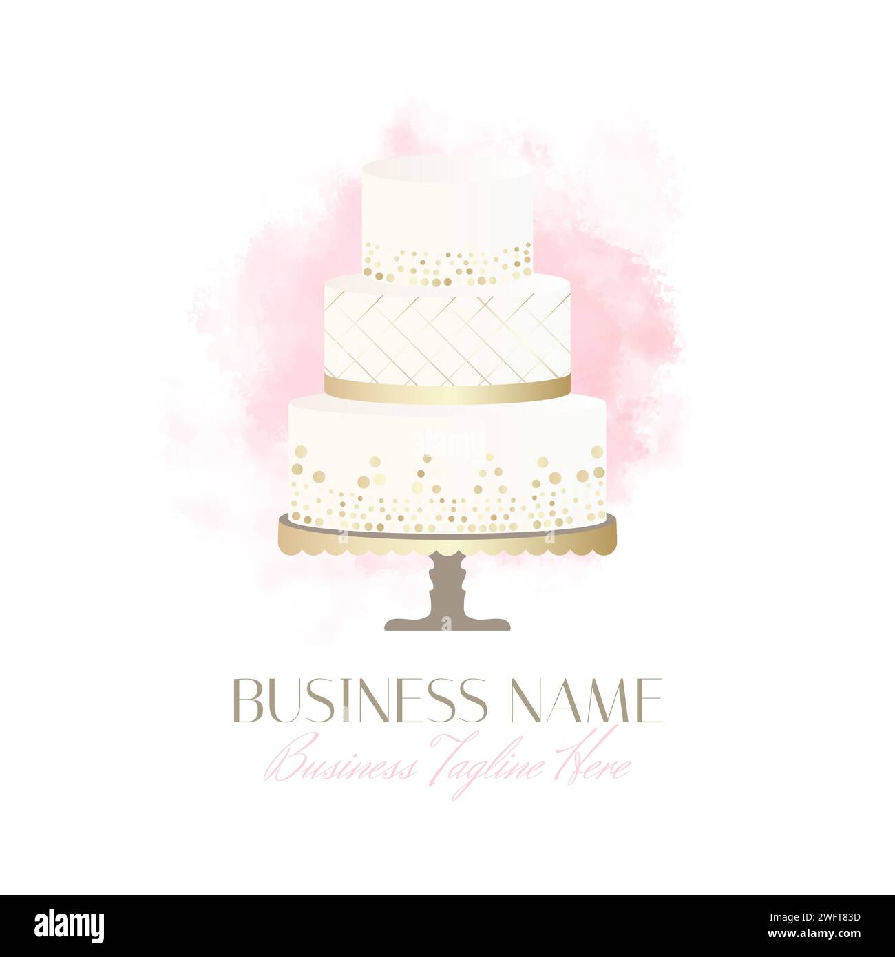 Elegant Light Cake Bakery Logo in Wedding Style Background Stock Vector ...