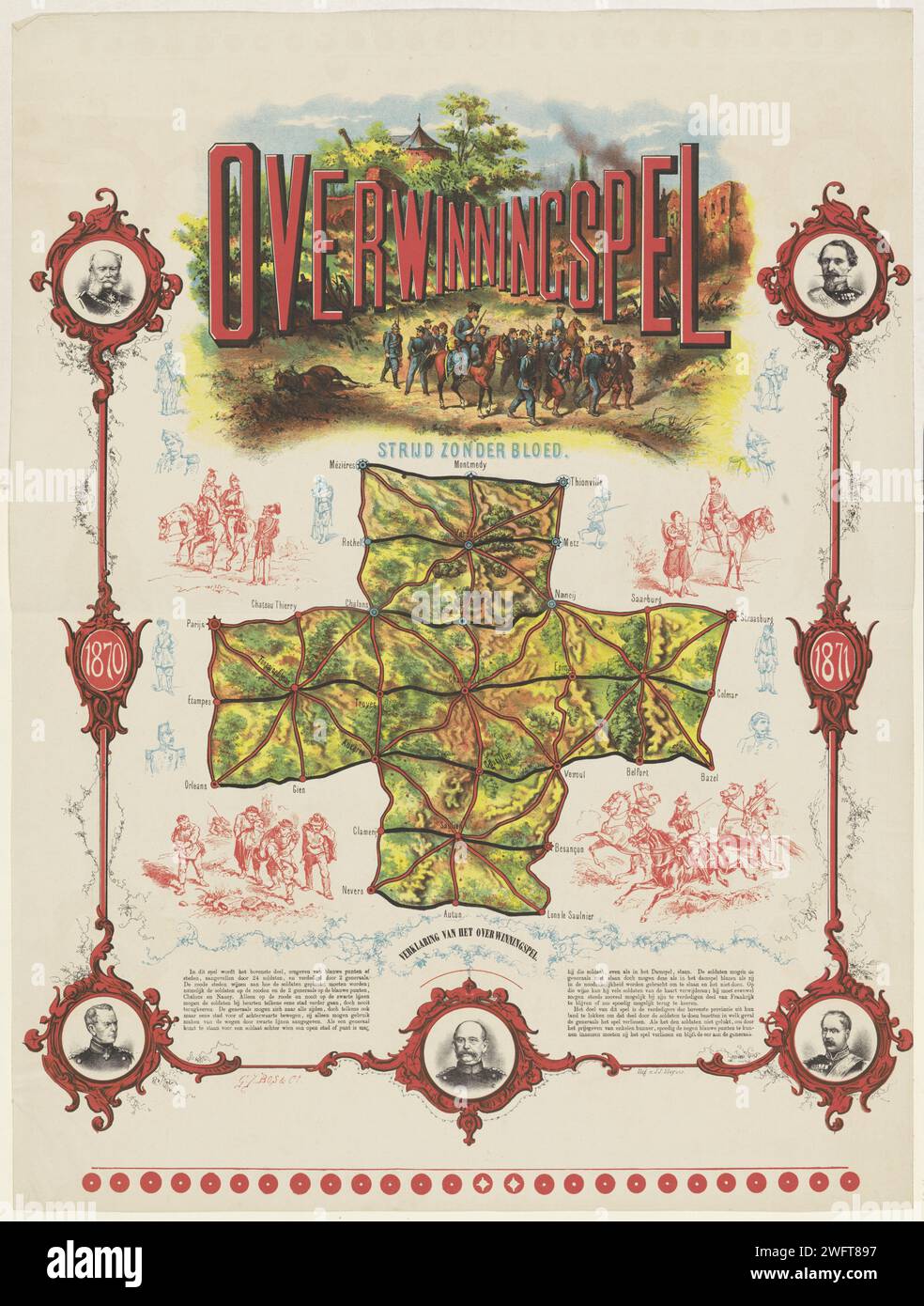 Victory game / fight without blood, 1871 print. gameboard Board game ...