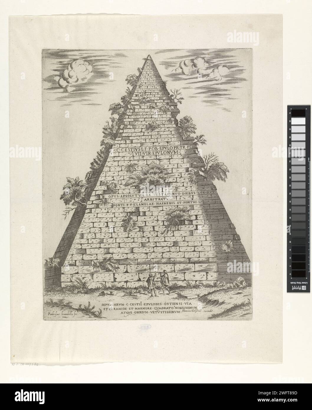 Piramide van Cestius, c. 1580 - c. 1599 print Two men in conversation ...